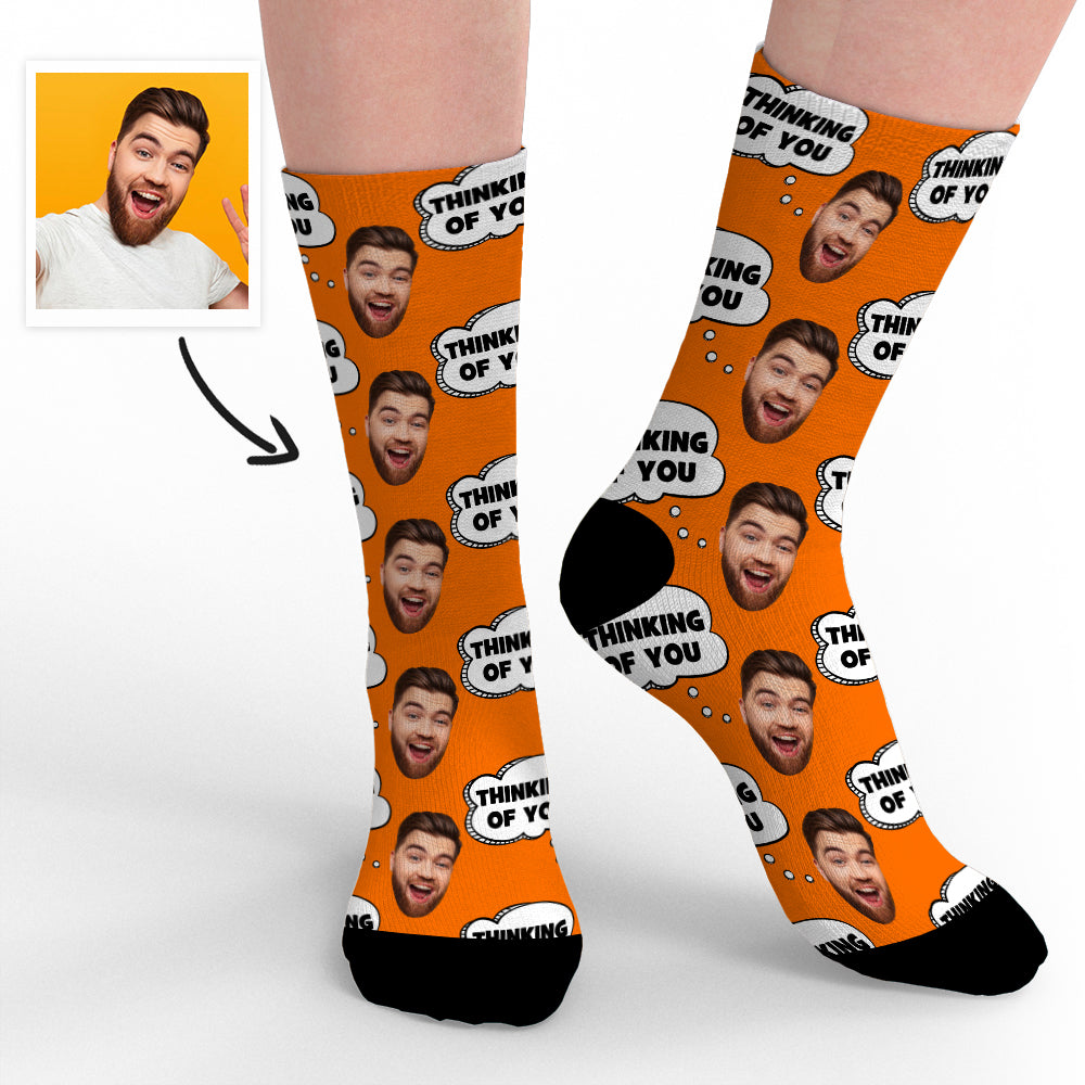 Thinking Of You Personalized Socks with Face and custom text – Customens