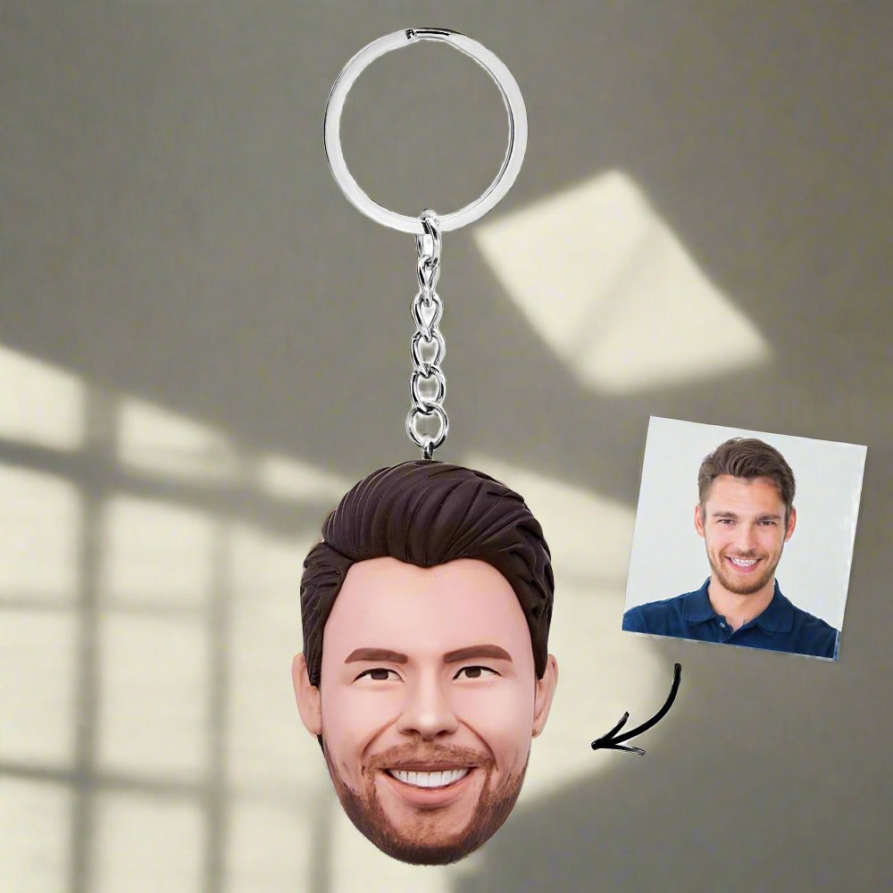 Personalized Bobblehead Keychain - Custom 1 Person Head Design – Customens